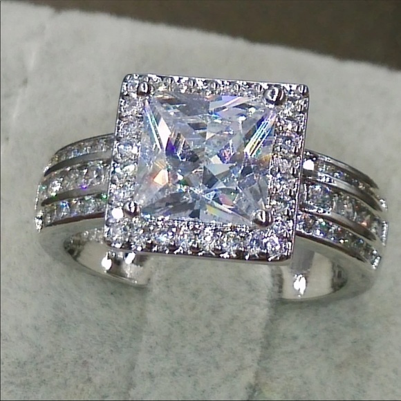 Jewelry | Size 7real Silver 3 In 1 Engagement Ring Set | Poshmark